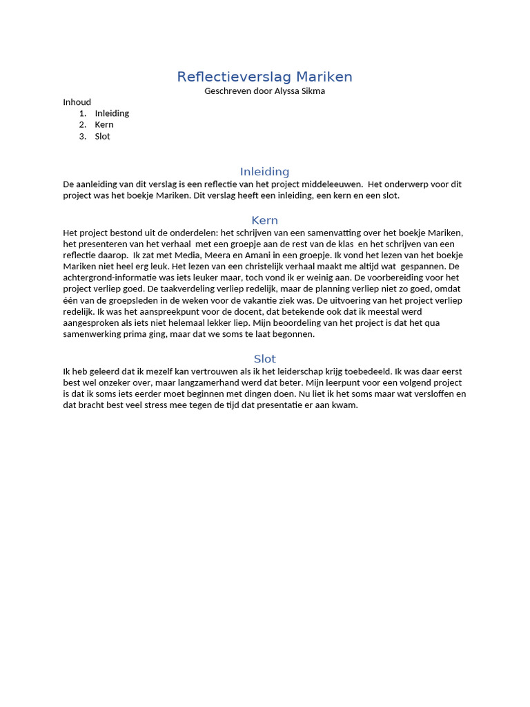 reflectieverslag mariken | PDF