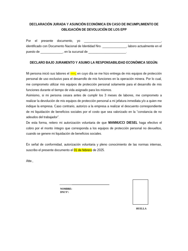 Devolucion de Epp | PDF