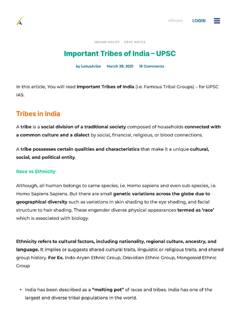 Important Tribes of India - UPSC | PDF
