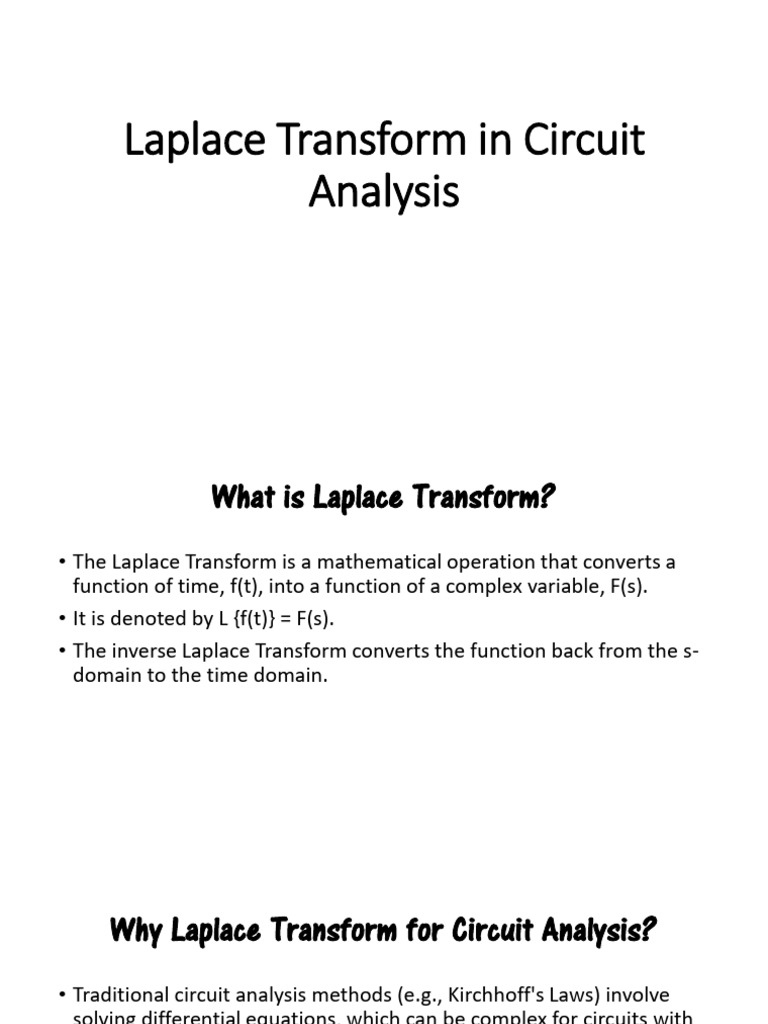 Laplace Transform in Circuit Analysis | PDF