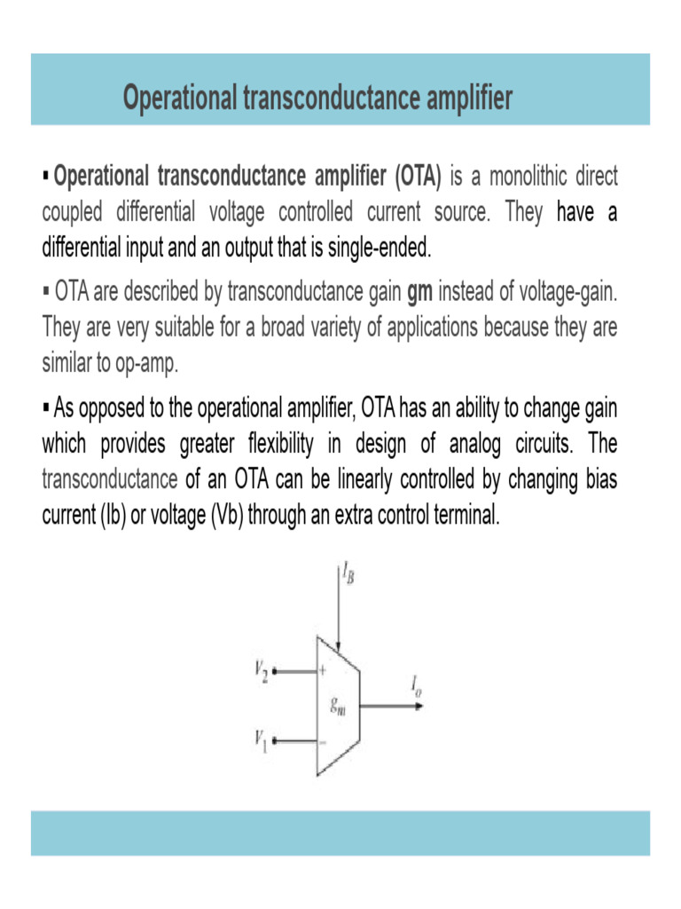 Operational Transconductance Amplifier (OTA) | PDF | Amplifier ...