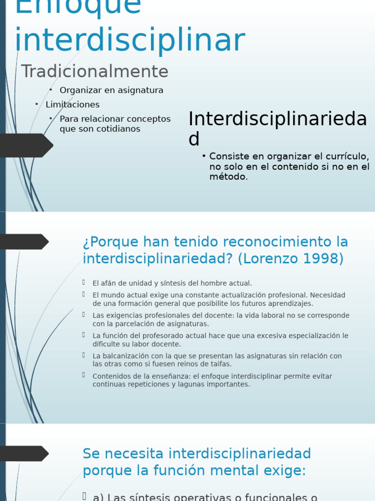 Enfoque interdisciplinar | PDF | Maestros | Enseñando