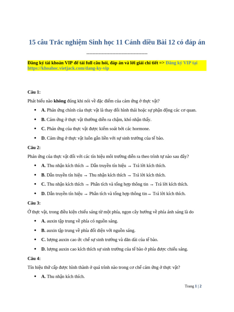 15-cau-trac-nghiem-sinh-hoc-11-canh-dieu-bai-12-co-dap-an_2025_01_12 | PDF