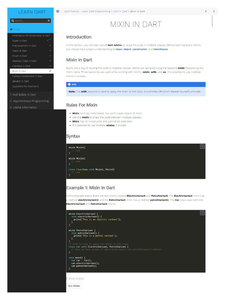 Mixins in Dart 2024 02 11 21 - 07 - 43 | PDF