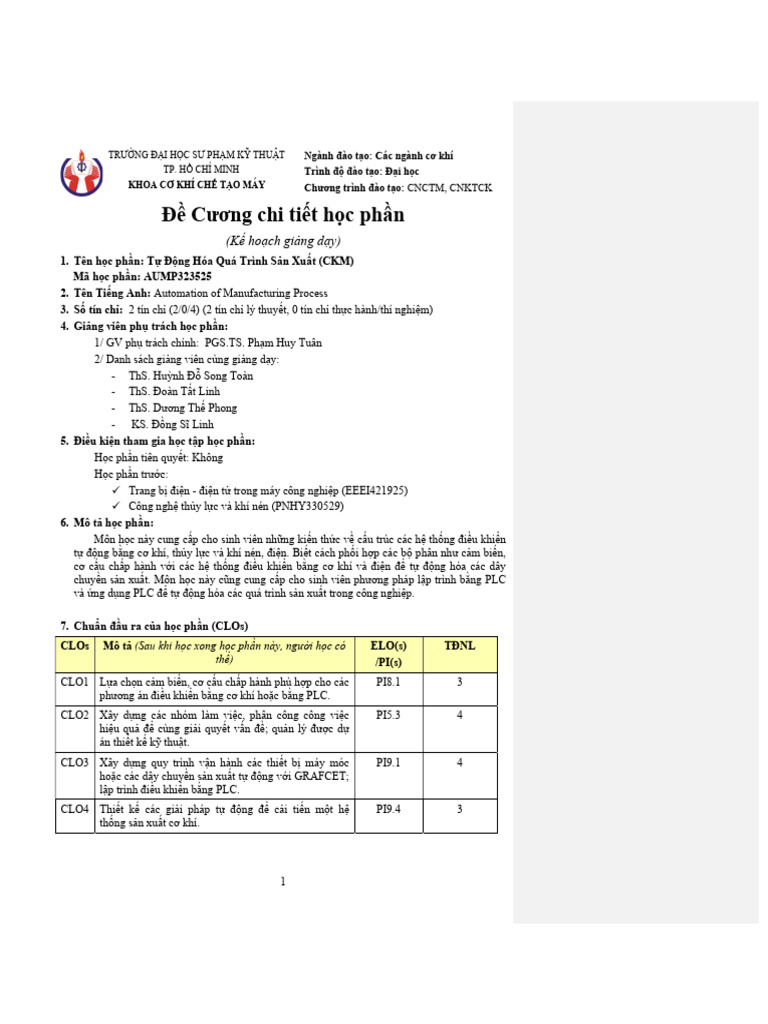 DeCuongChiTiet AUMP | PDF