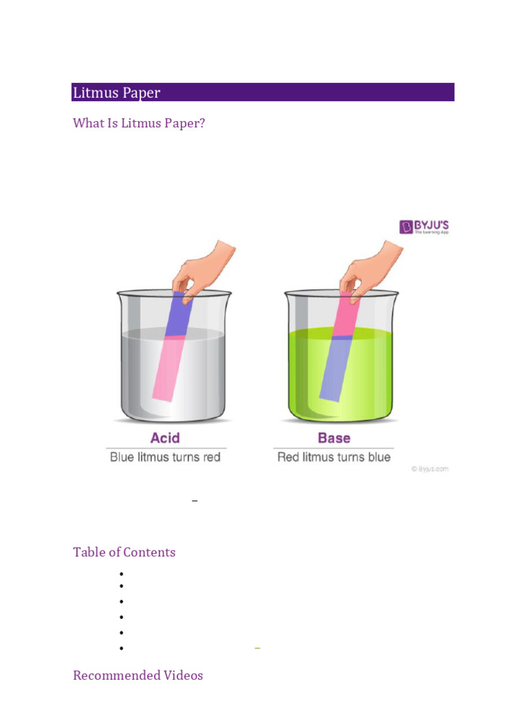 Litmus Paper Pdf Ph Acid