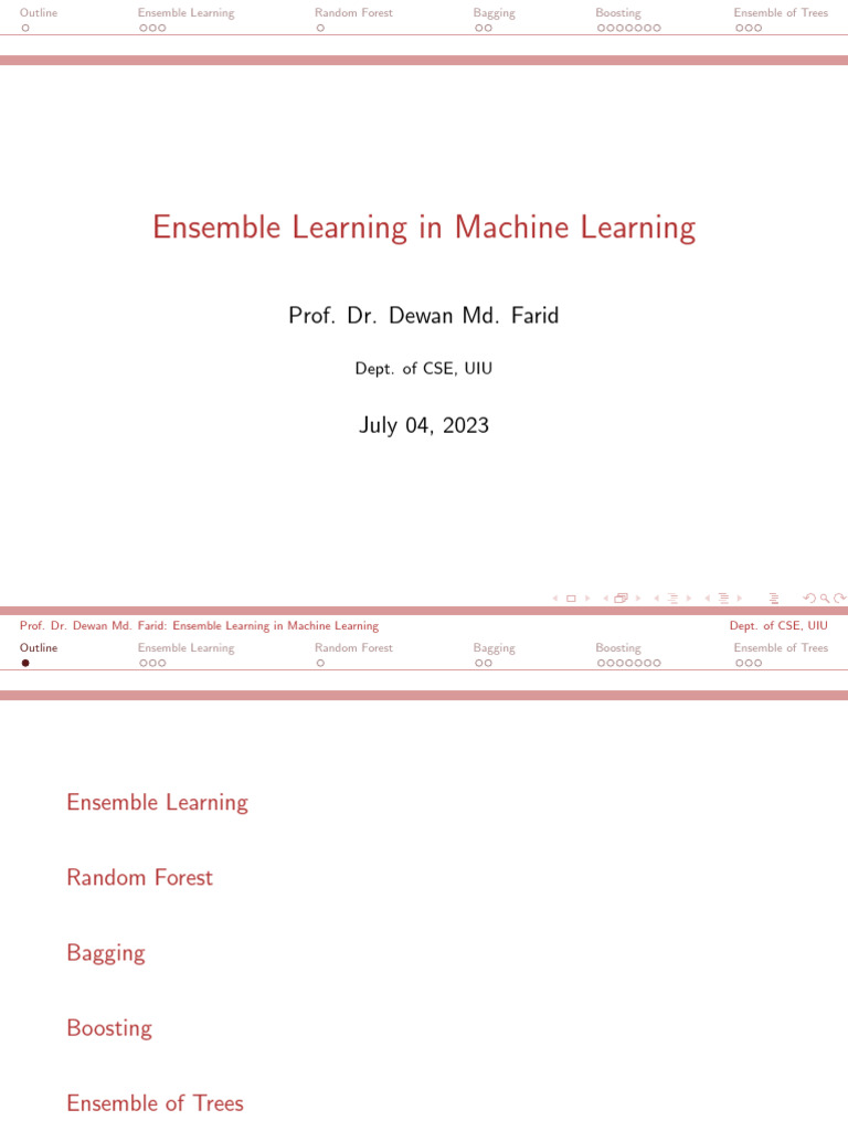 ML Lecture 7 - Ensemble Learning | PDF | Statistical Analysis | Teaching Mathematics