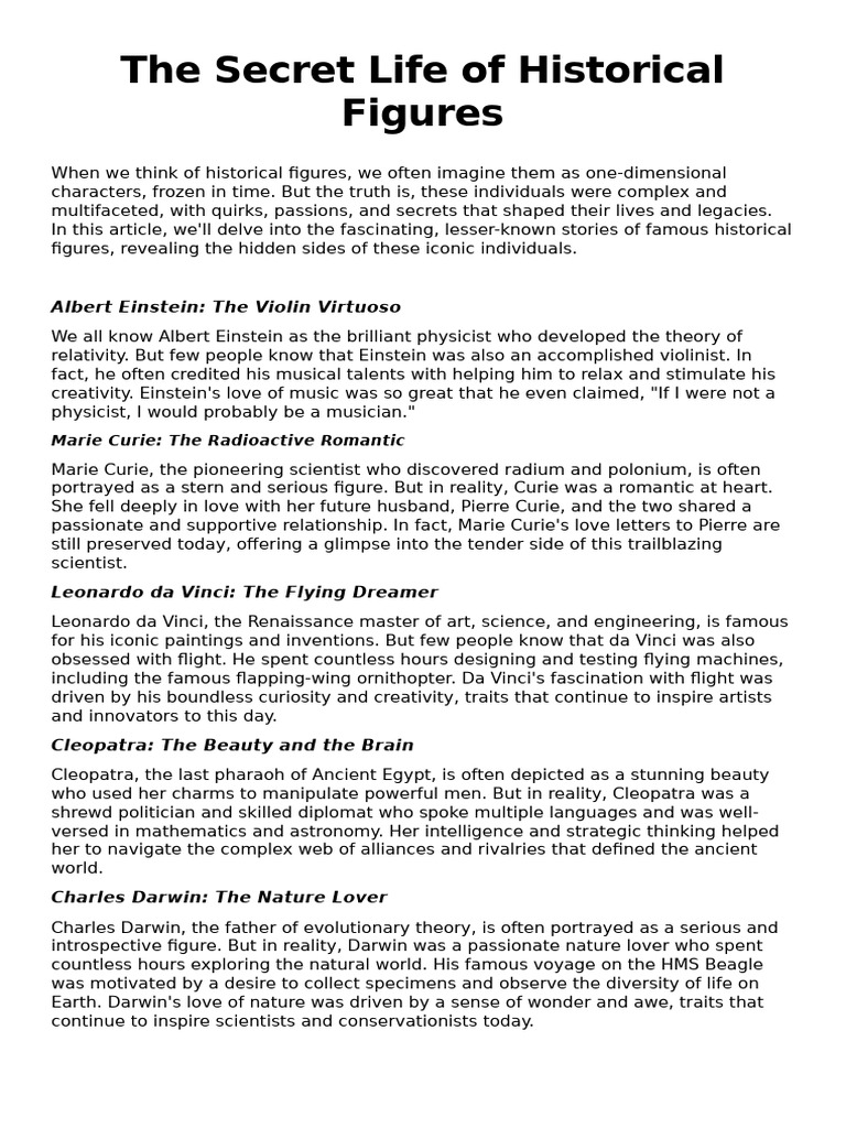The Secret Life of Historical Figures | PDF | Marie Curie | Leonardo Da ...