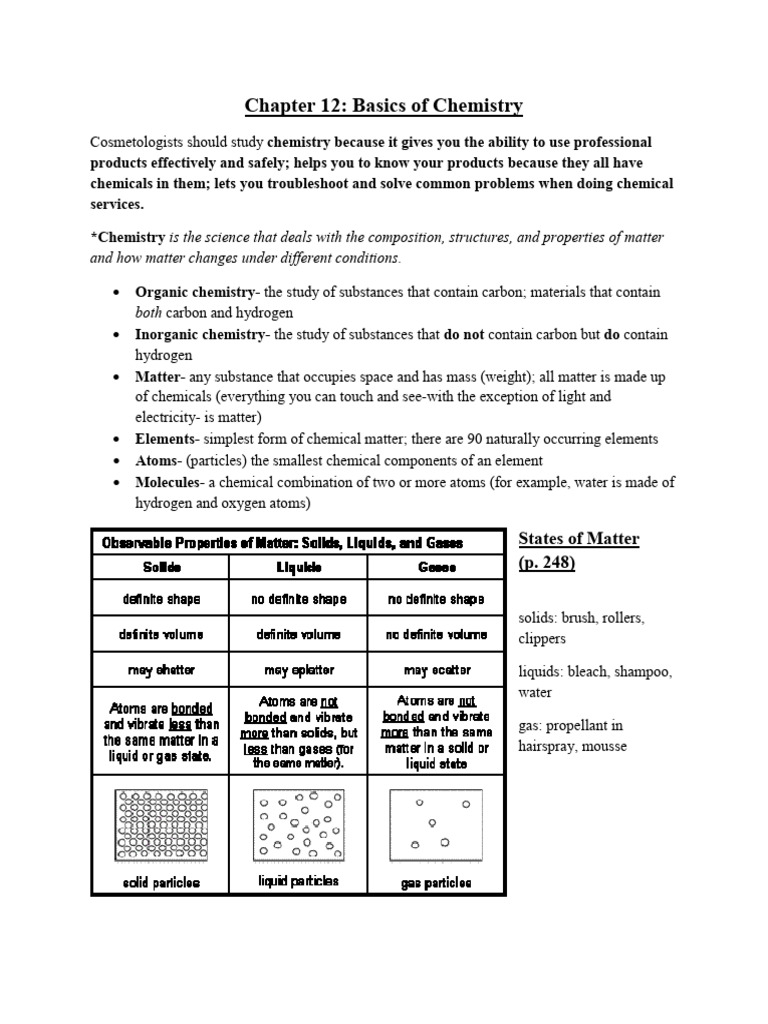 Chemistry Essentials for Cosmetology | PDF | Chemistry | Chemical ...