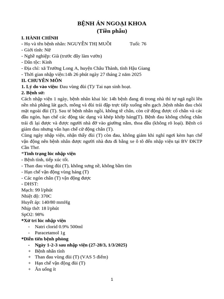 BA Tiền Phẫu Gãy LMC | PDF