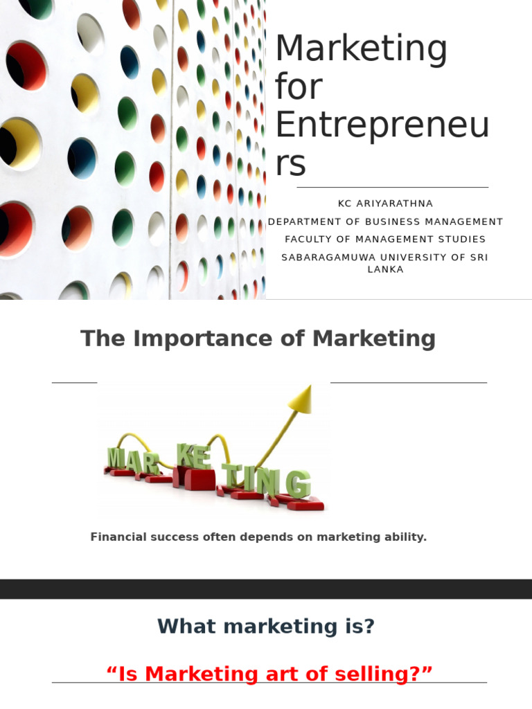 Marketing For Entrepreneurs | PDF | Pricing | Marketing
