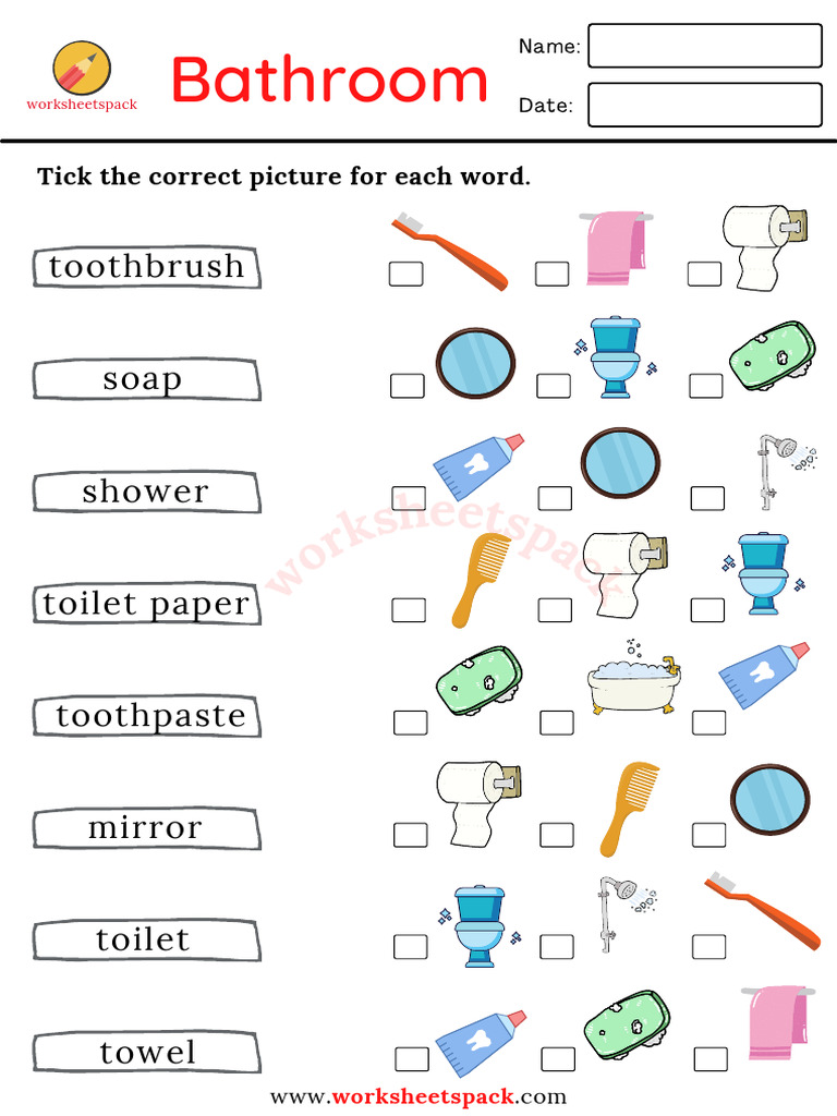ESL Words Activities Bathroom | PDF