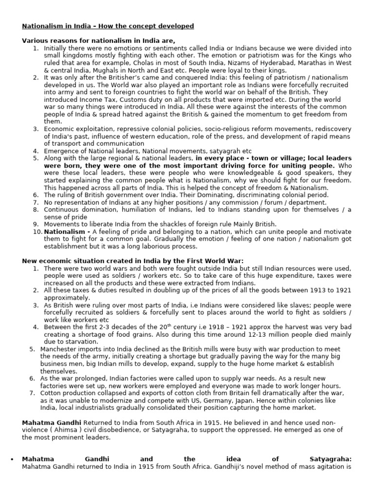 Easy Explaination of The Concept of Nationalism in India-1 | PDF ...