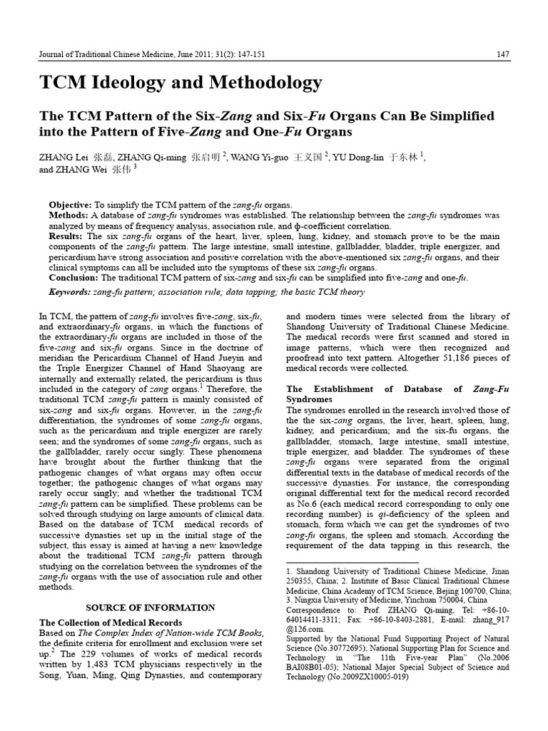 Simplifying TCM Zang-Fu Patterns | PDF | Traditional Chinese Medicine