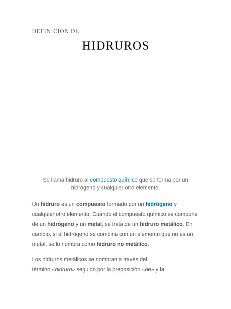 LOS HIDRUROS | PDF | Hidrógeno | Hidruro