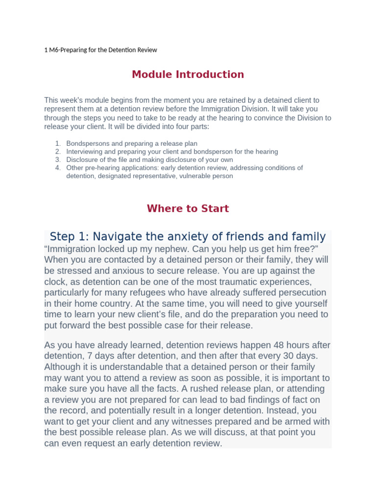 1 M6-Preparing For Detention Review | PDF | Detention (Imprisonment ...