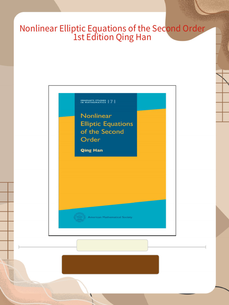 Nonlinear Elliptic Equations Of The Second Order 1st Edition Qing Han