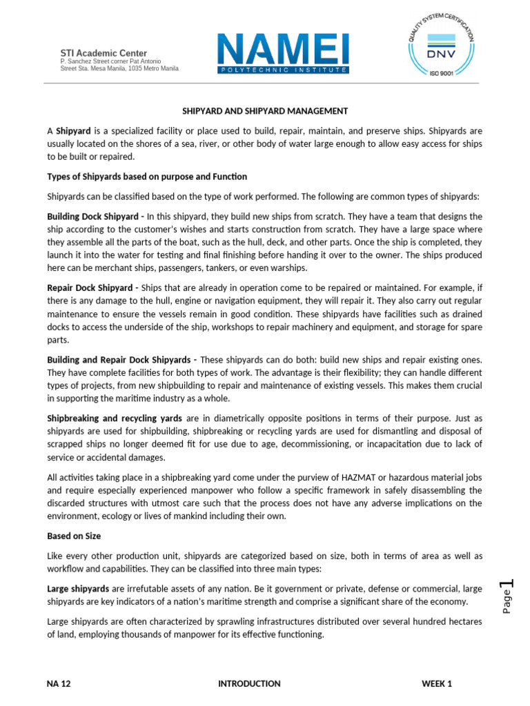 Week 2 | PDF | Ships | Shipbuilding