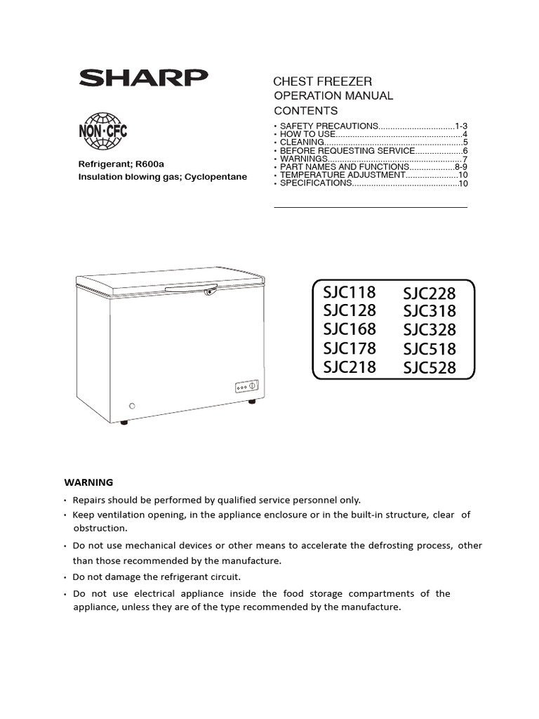 Chest Freezer OM | PDF | Refrigerator | Door