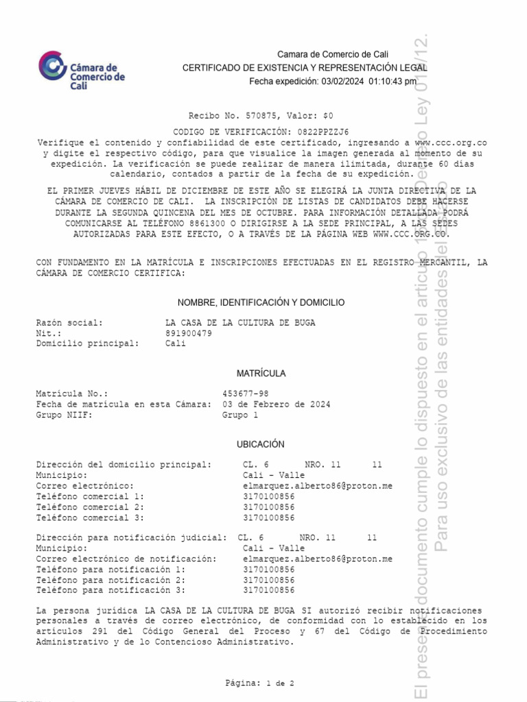 CCC La Casa de La Cultura de Buga | PDF