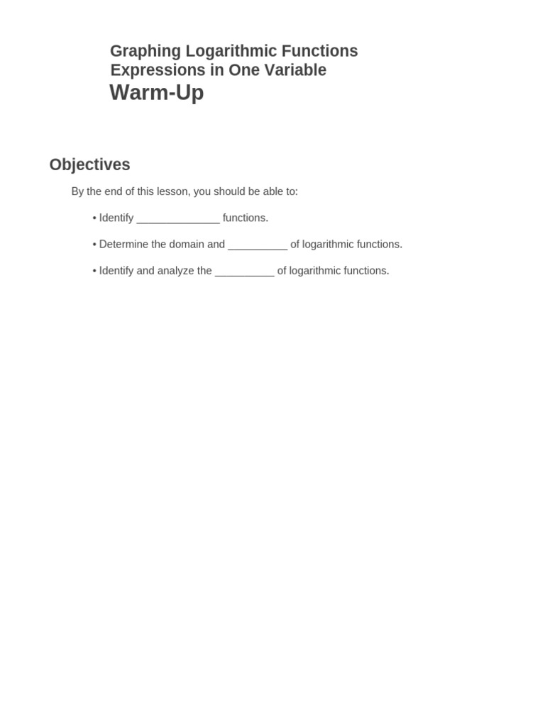 Graphing Logarithmic Functions Guide | PDF | Function (Mathematics) | Logarithm