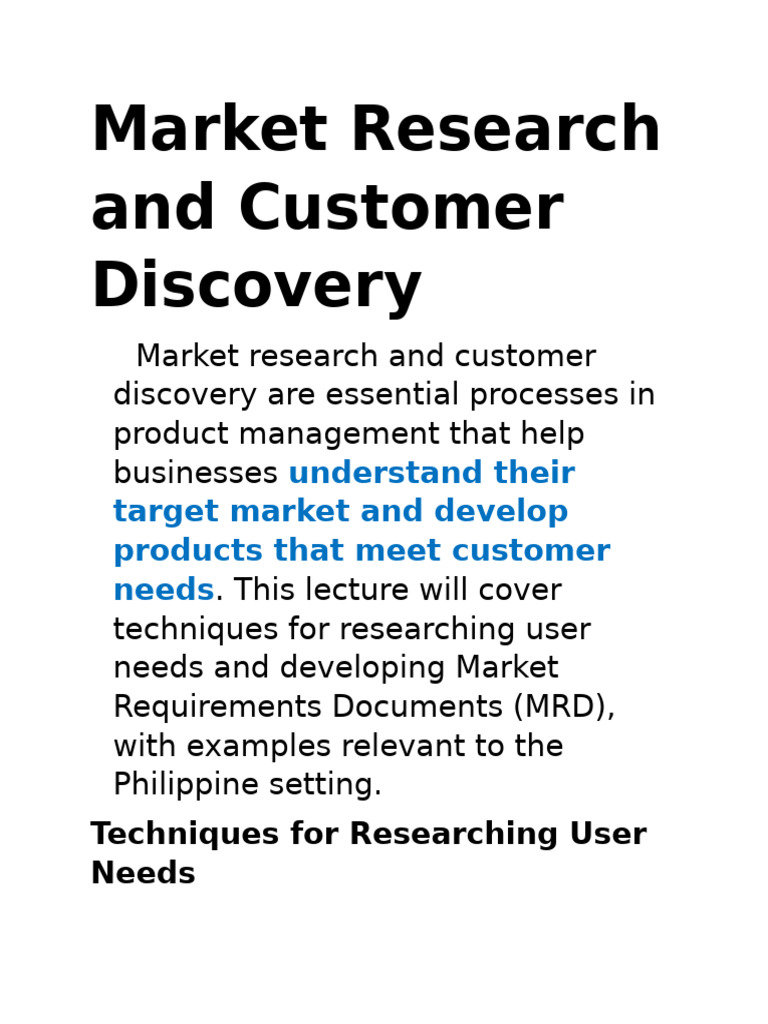 Product Management 2 Handout MDR | PDF | Usability | Focus Group