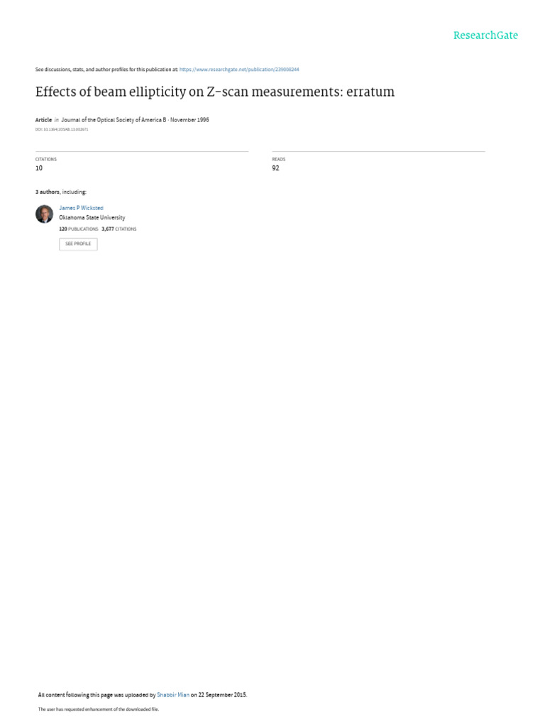 EffectsofbeamellipticityonZ Scanmeasurements | PDF | Optics | Nonlinear ...