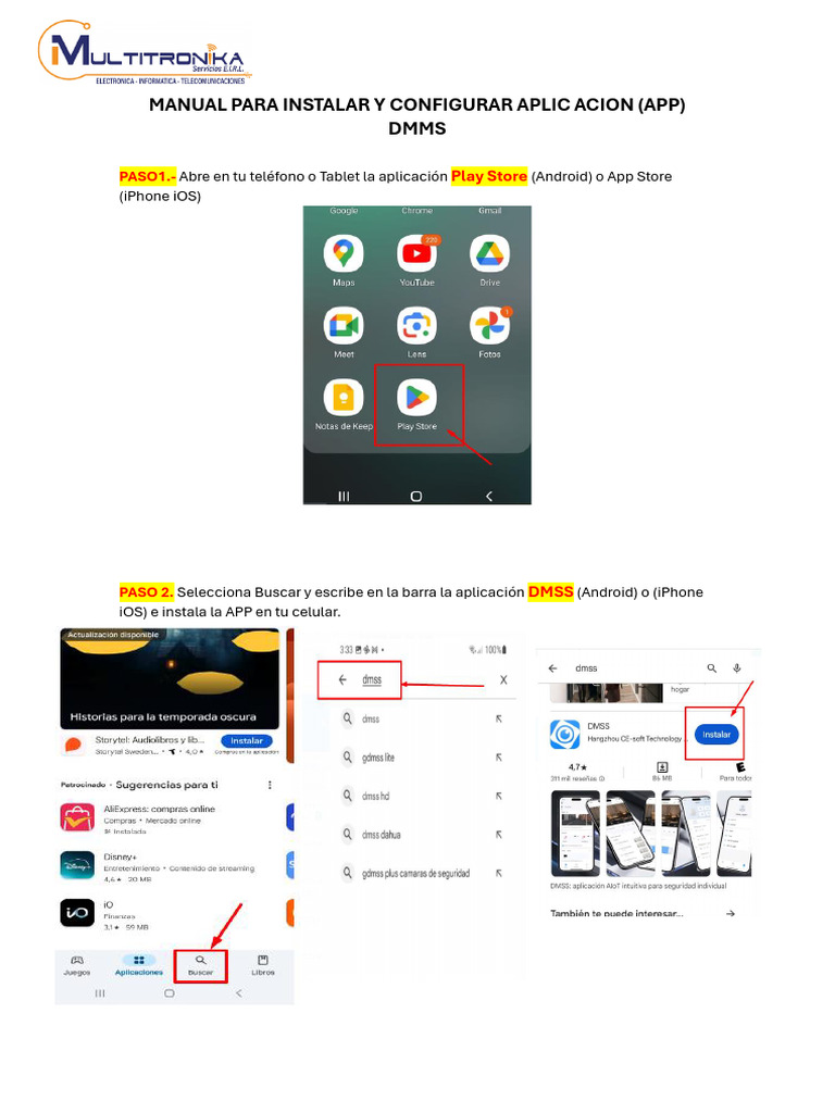 Manual para Instalar Aplicativo Dmss Dahua | PDF | Aplicación movil | Ios