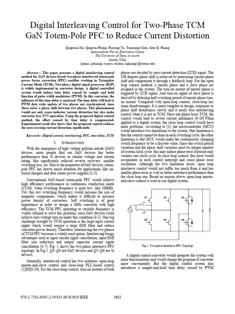 P - ECCE - 2019 - Digital Interleaving Control For Two-Phase TCM GaN Totem-Pole PFC To Reduce ...