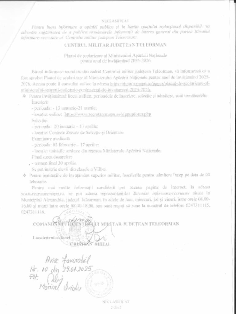 Plan Scolarizare MAN | PDF