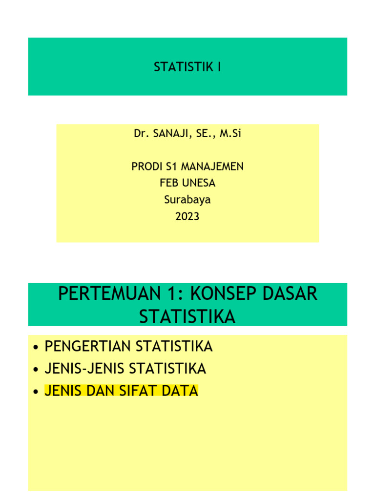 Handout Statistik 1 | PDF