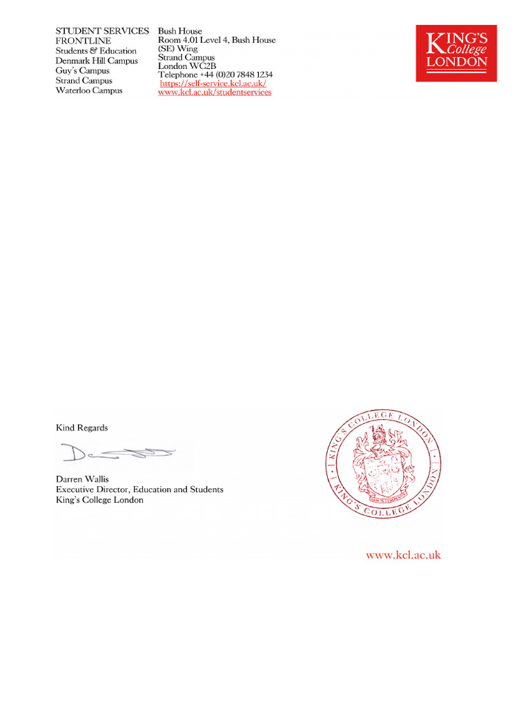 Student Confirmation of Study Letter 23167339 | PDF