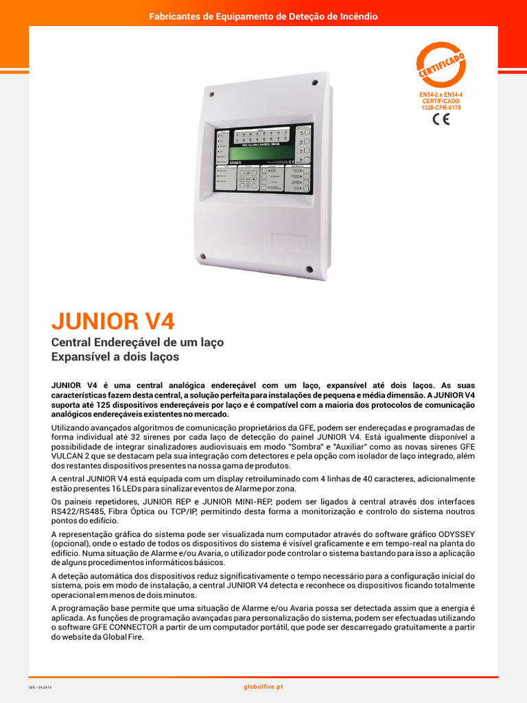 Central de Incêndio JUNIOR V4: Especificações | PDF | Suíte de ...