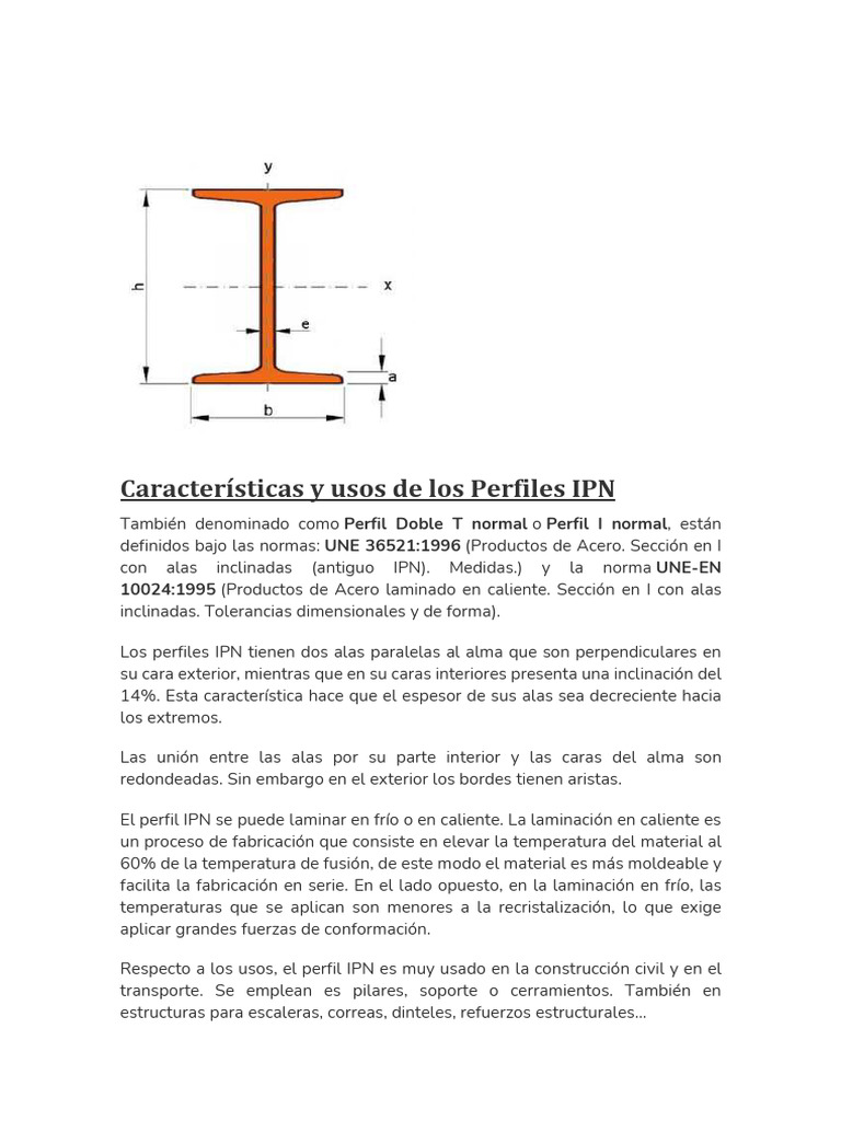 Viga Ipn Acero S JR MM M 10330824 Techsheetsup | PDF | Laminado ...