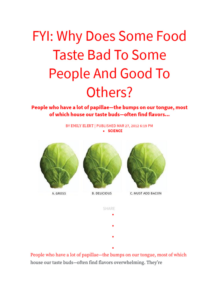 Why Food Tastes Differently to People | PDF | Taste