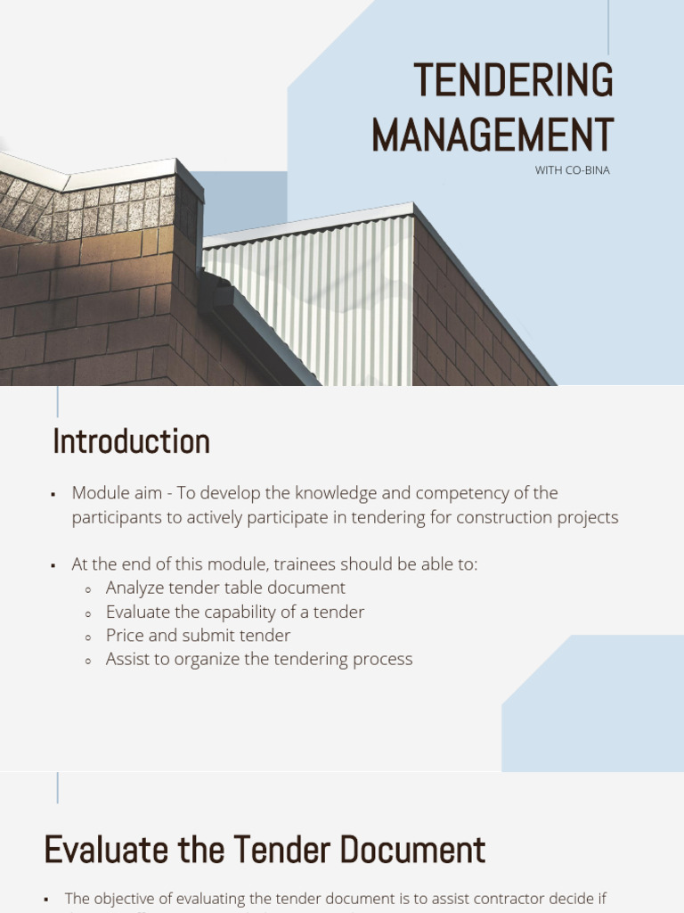 LP02 Tendering Management Slides | PDF | Pricing | Risk