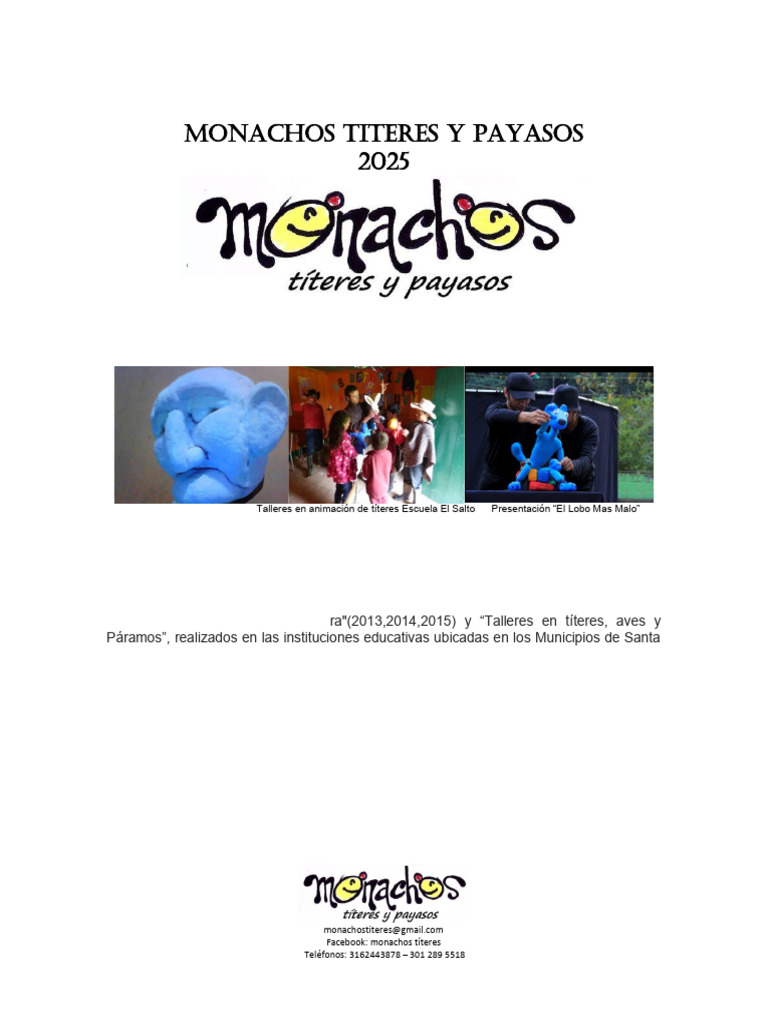 MONACHOS TITERES Y PAYASOS Brochure obras el viejo y el diablo y la ...