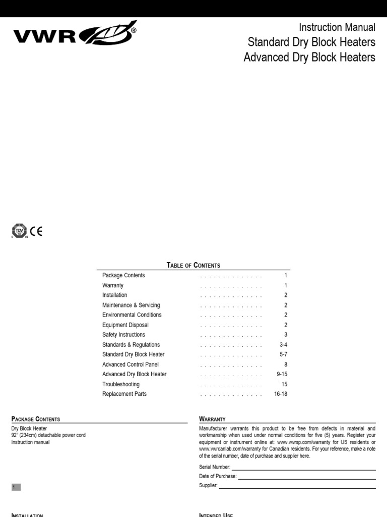 Manual VWR Standard and Advanced Block Heaters | PDF | Thermometer ...