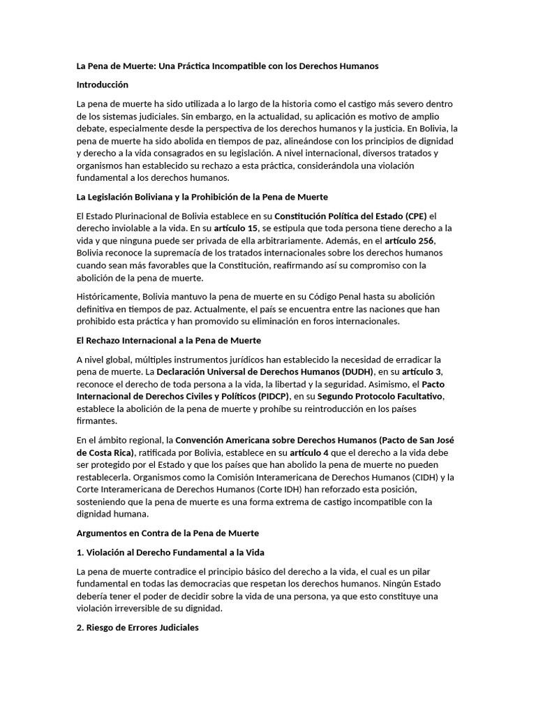 La Pena de Muerte | PDF | Pena capital | Castigos