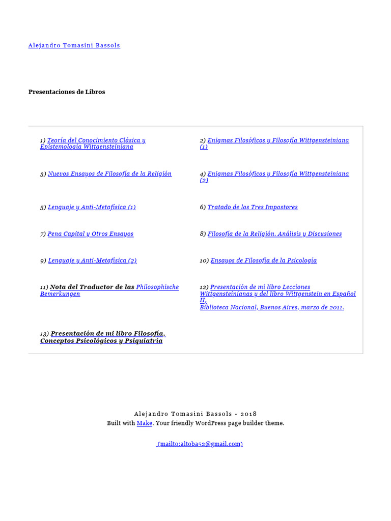 Presentaciones de Libros - Alejandro Tomasini Bassols | PDF