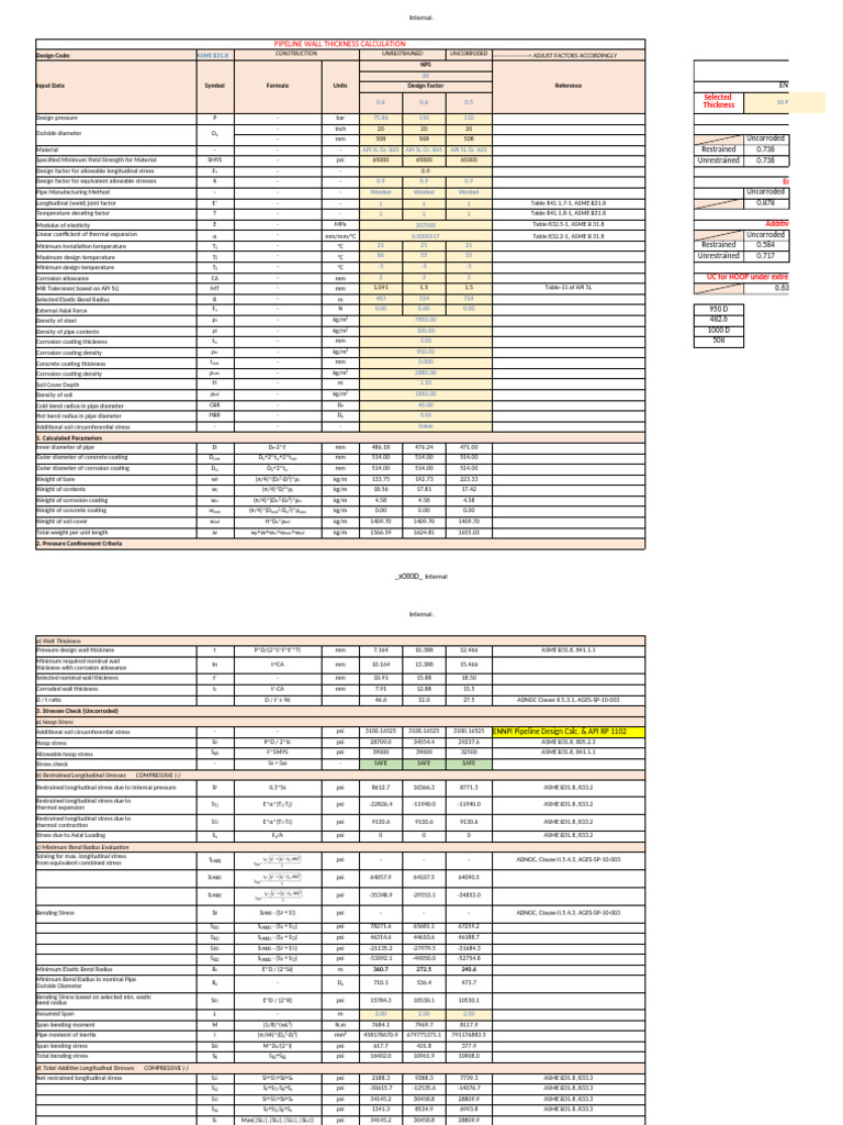 Pipeline Wall Thickness Calculations | PDF | Civil Engineering | Continuum Mechanics