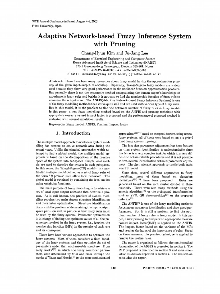 2003 - Adaptive Network-Based Fuzzy Inference System With Pruning | PDF ...