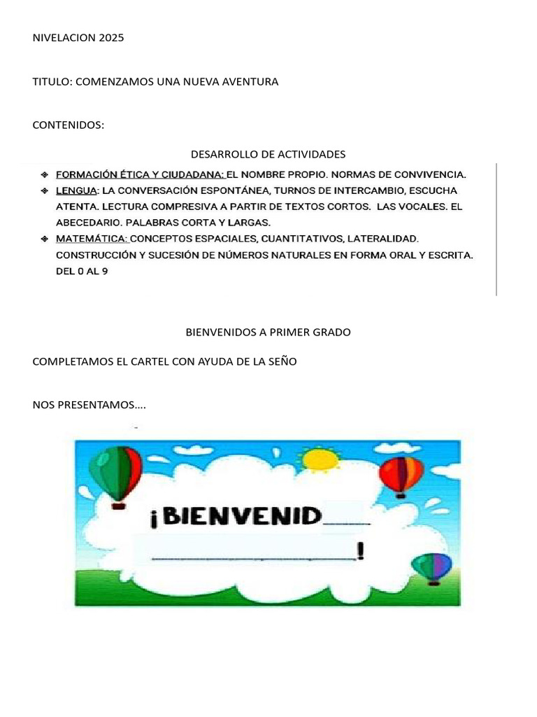Cuadernillo 1ro | PDF