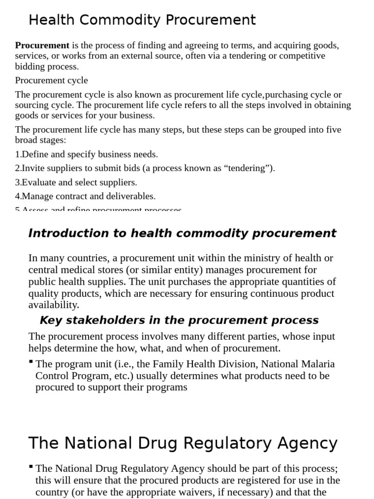 Health Commodity Procurement | PDF | Procurement | Specification ...