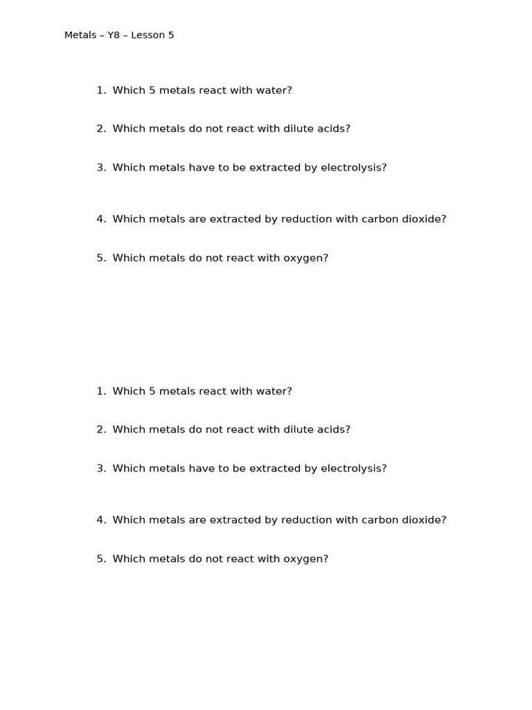 Metals and Their Reactions Explained | PDF