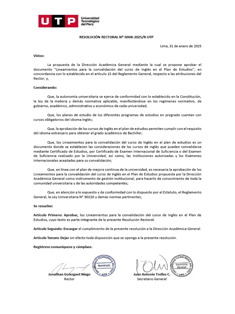 Lineamientos para Convalidación de Inglés | PDF | Plan de estudios | Universidad