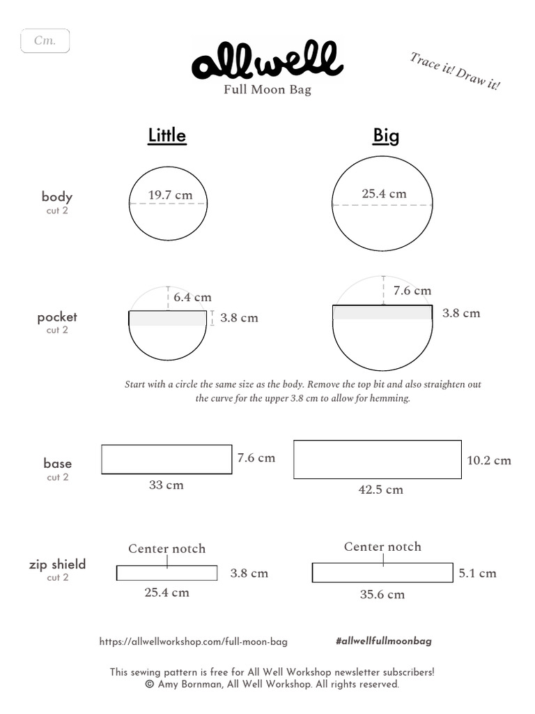 Free Full Moon Bag Sewing Pattern | PDF