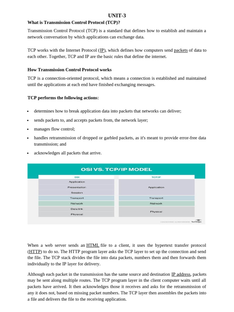 Unit 3 | PDF | Transmission Control Protocol | Internet Protocol Suite