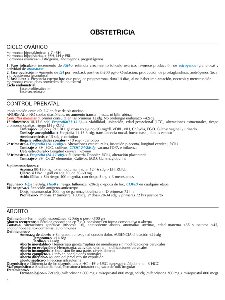 Resumen GyO ENARM | PDF | Hormona luteinizante | Aborto