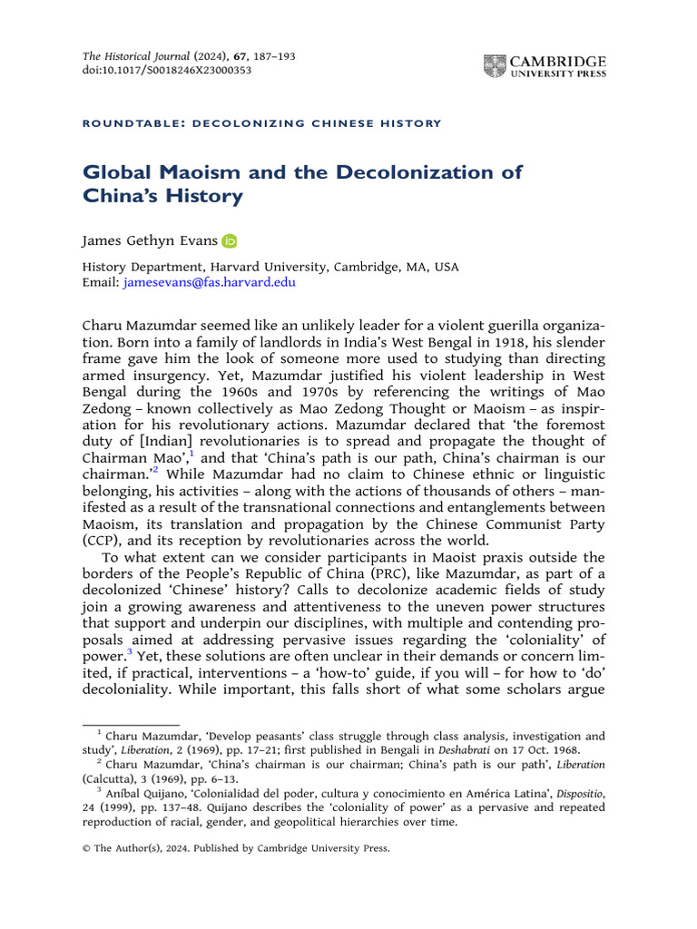 China Decolonisation Global Maoism | PDF | Maoism | Mao Zedong